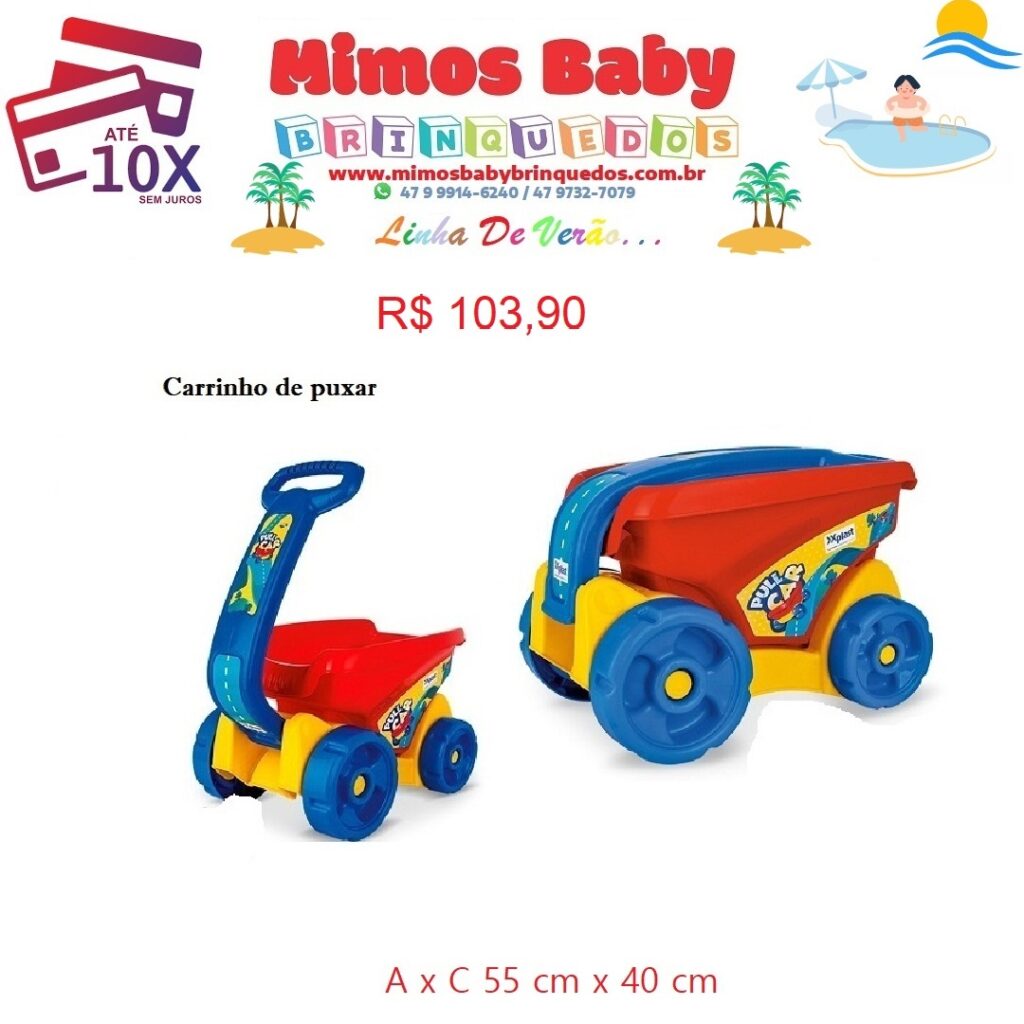 Pull Car Homeplay Xplast – A x C 55 cm x 40 cm – Gluvi Mimos Brinquedos