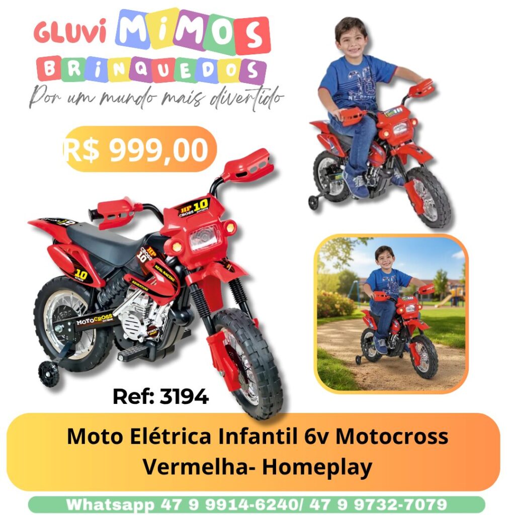Moto Elétrica Infantil 6v Motocross Vermelha- Homeplay – Gluvi Mimos ...