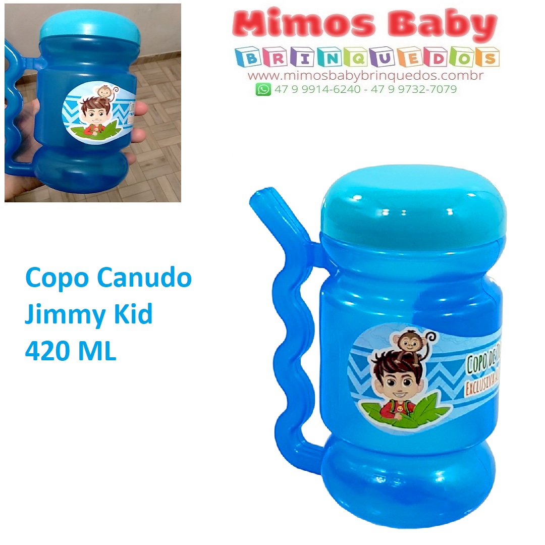 Copo Canudo Jimmy Kid 420 ML- 1Unidade – Gluvi Mimos Brinquedos