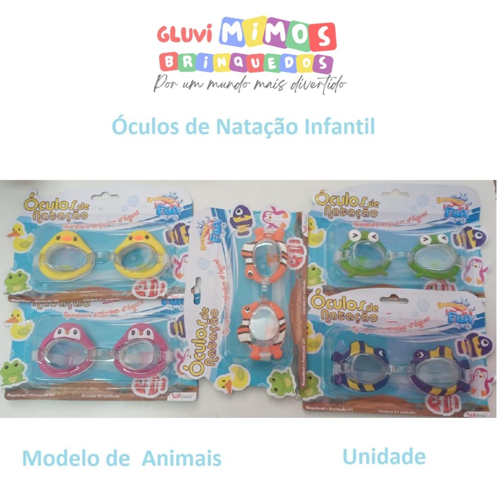 Óculos de Natação Infantil – Bichinhos – Unidade – Gluvi Mimos Brinquedos