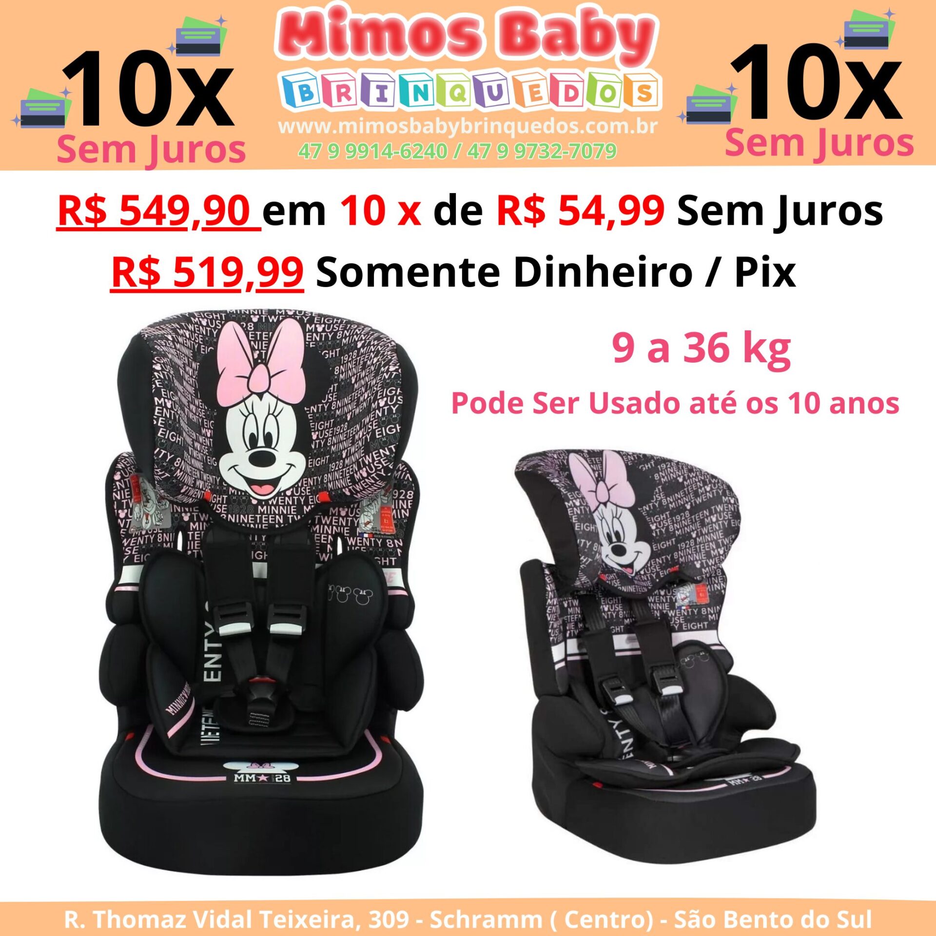 Cadeirinha para Carro Team Tex Disney Kalle Minnie Preto 9 a 36kg ...