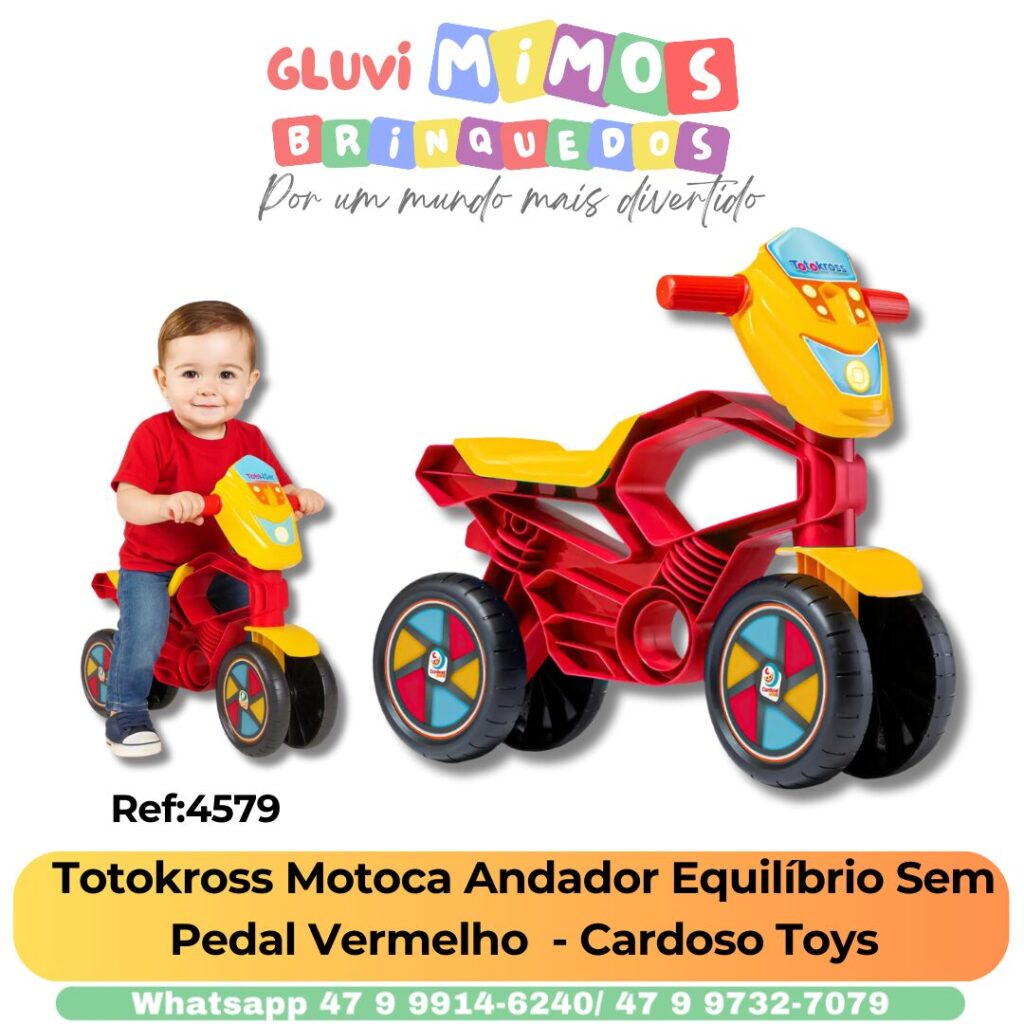 Totokross Motoca Andador Equilíbrio Sem Pedal Vermelho – Cardoso Toys ...