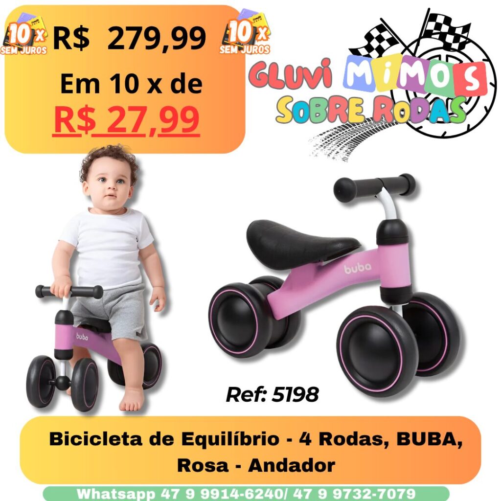 Bicicleta de Equilibrio – 4 Rodas, BUBA, Rosa – Andador – Gluvi Mimos ...
