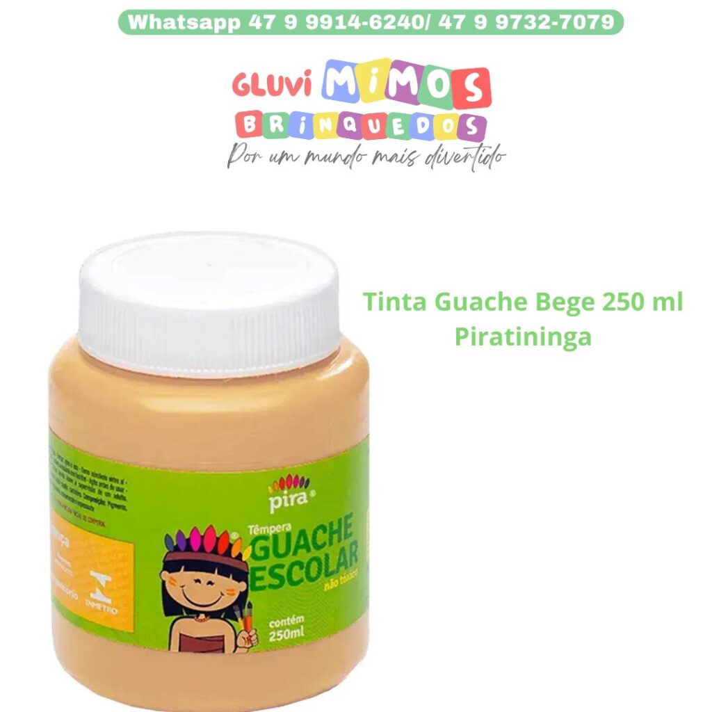 Tinta Guache Bege 250 ml Piratininga – Gluvi Mimos Brinquedos