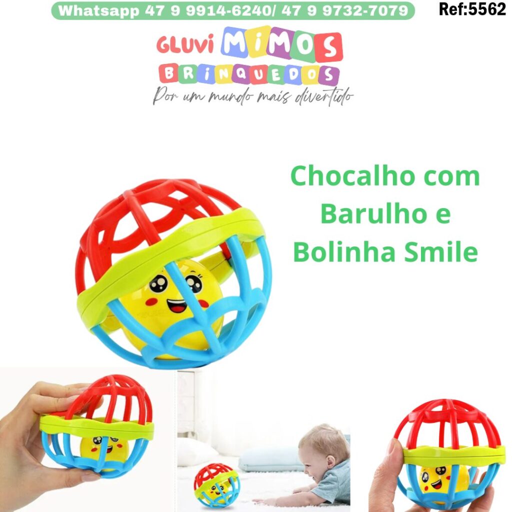 Chocalho com Barulho e Bolinha Smile – Gluvi Mimos Brinquedos