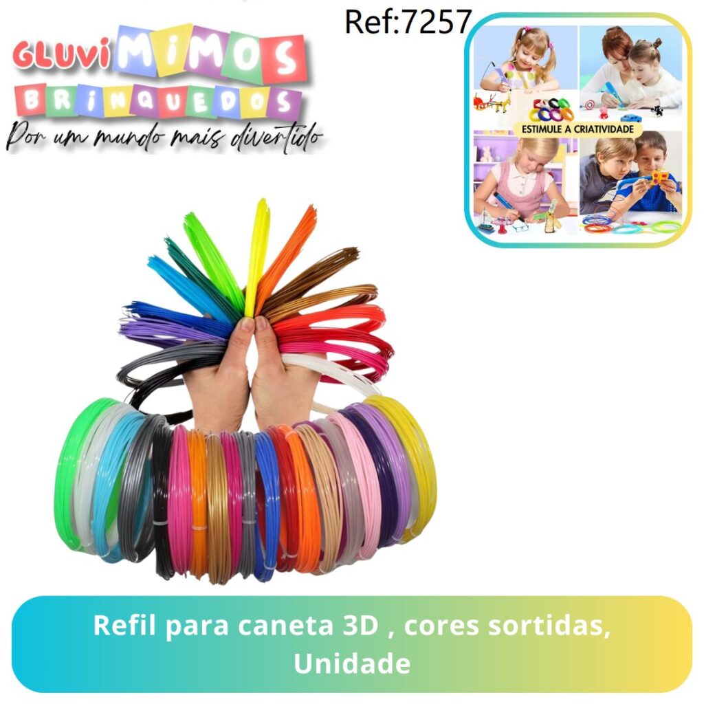 Refil para caneta 3D , cores sortidas, Unidade – Gluvi Mimos Brinquedos