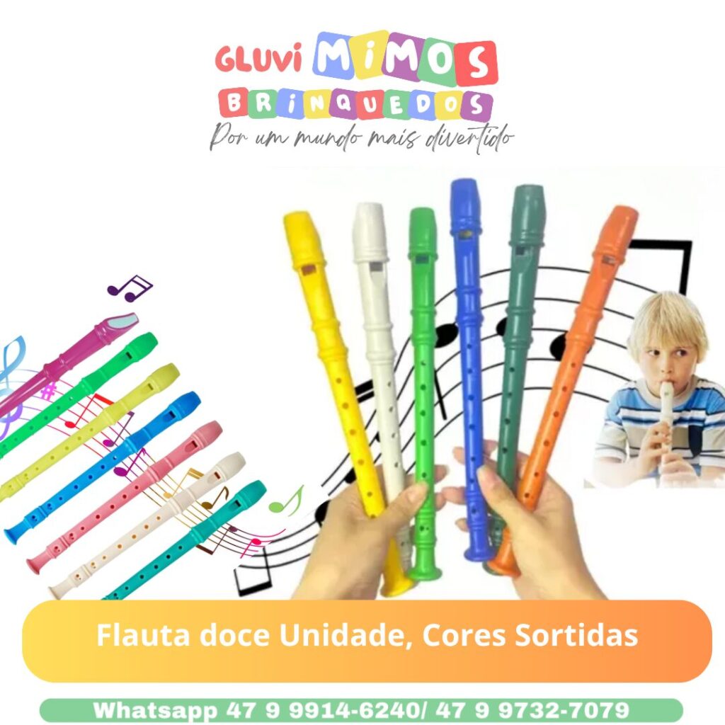 Flauta doce Unidade, Cores Sortidas – Gluvi Mimos Brinquedos