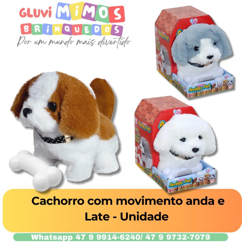 Cachorro com movimento anda e Late – Unidade – Gluvi Mimos Brinquedos