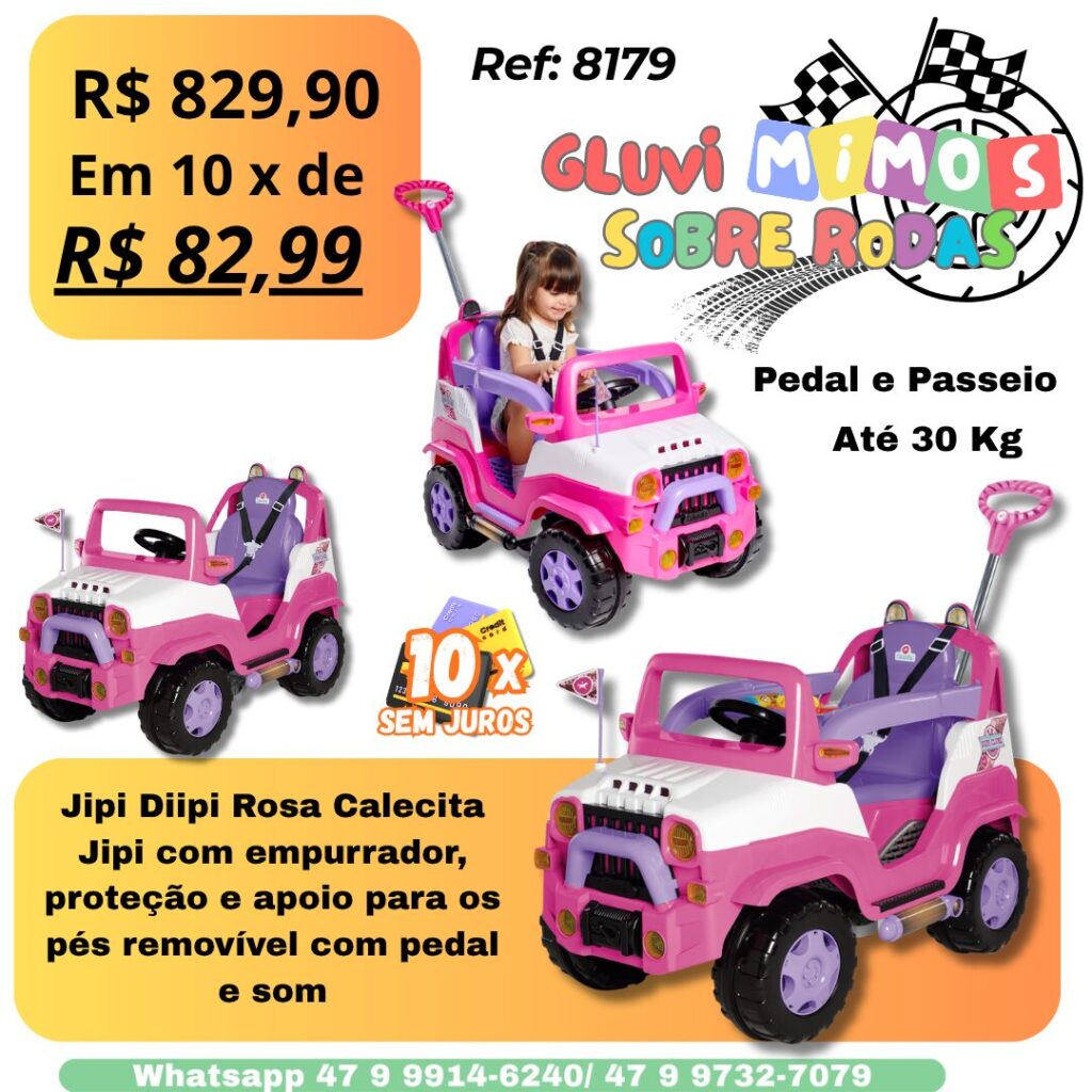Jipi Diipi Rosa, Calecita Jipi com empurrador, proteção e apoio para os ...